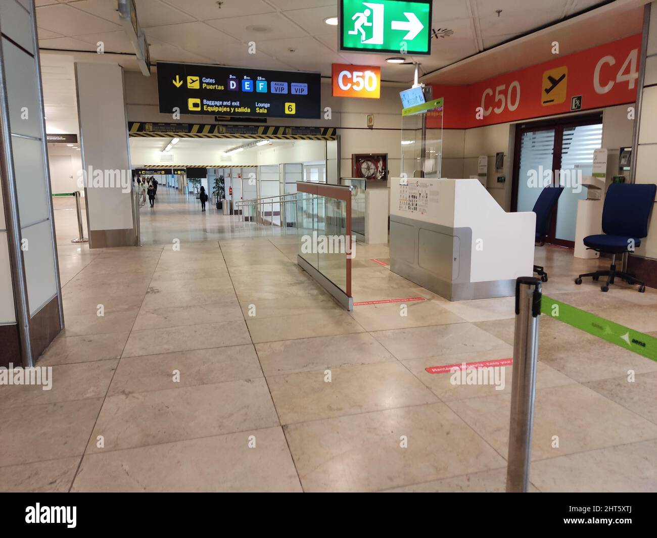View of the interior of Terminal 1 at Adolfo Suarez Barajas Airport in ...