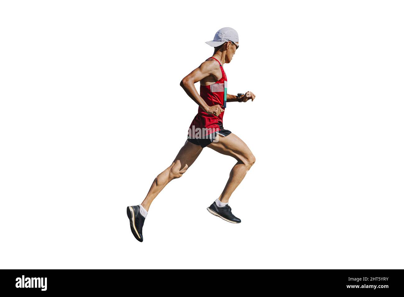 male athlete running marathon on white background Stock Photo - Alamy
