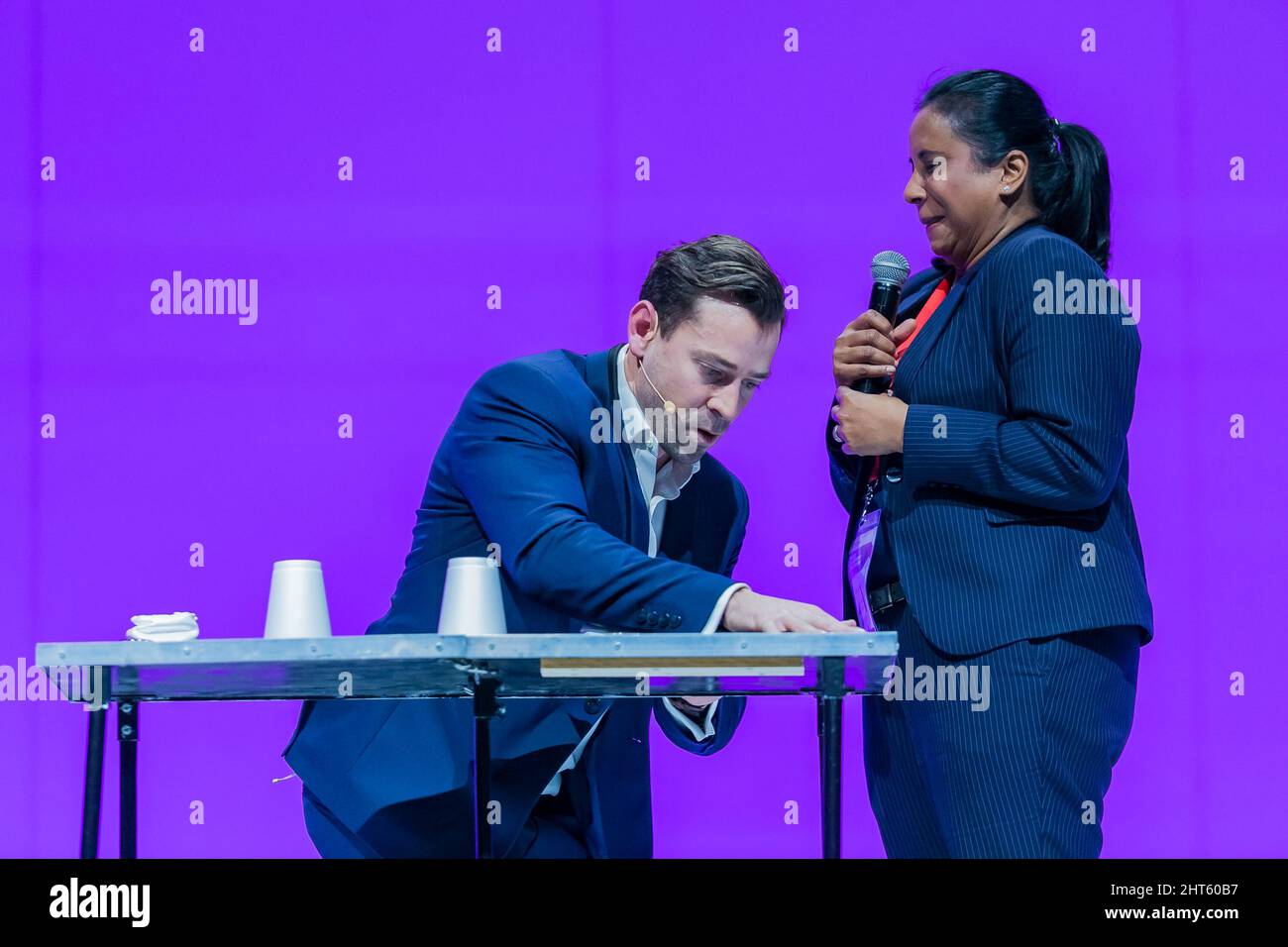 Celebrity Mentalist Gilan Gork on stage at Think Sales Convention in ...