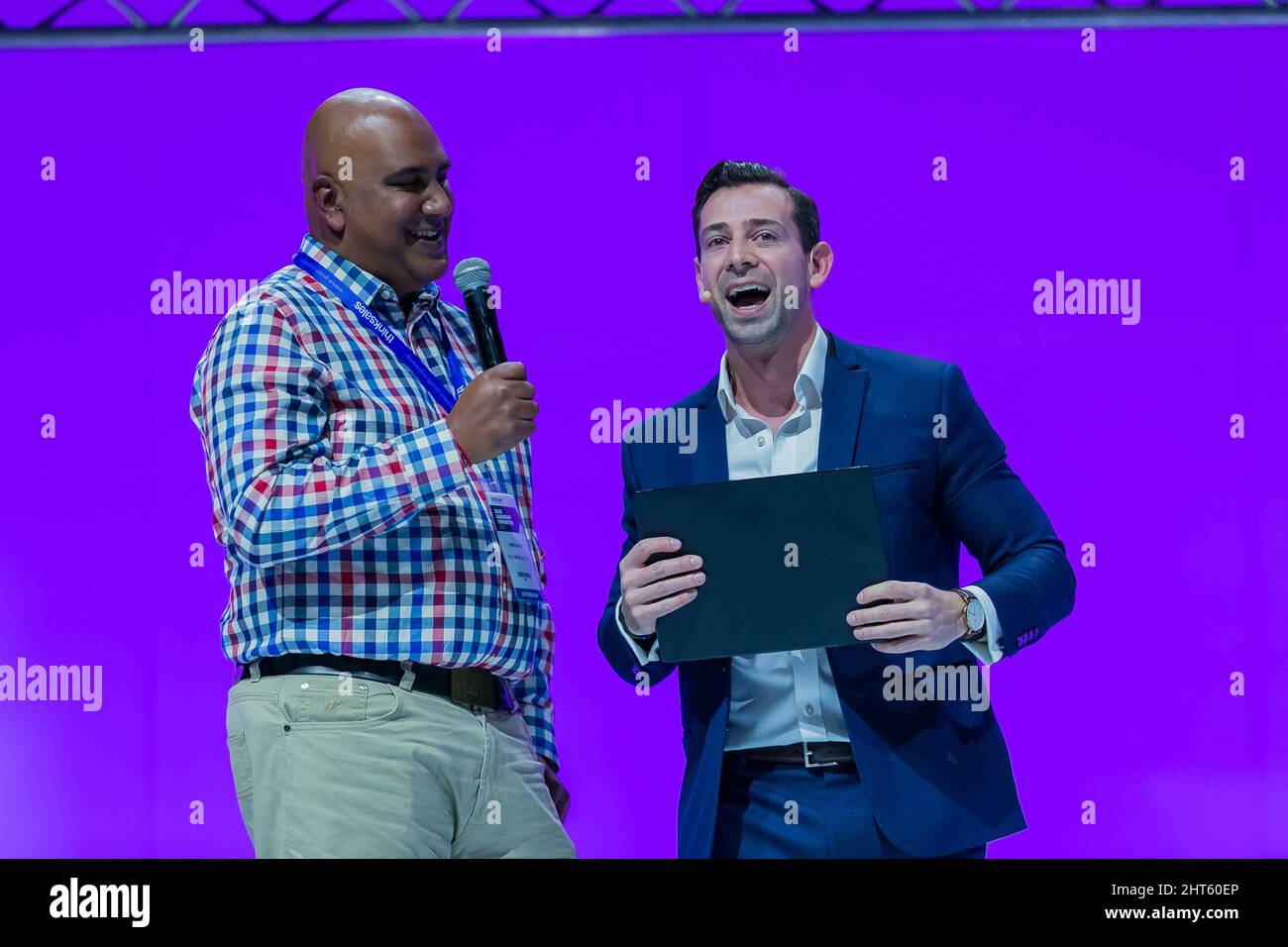 Celebrity Mentalist Gilan Gork on stage at Think Sales Convention in ...