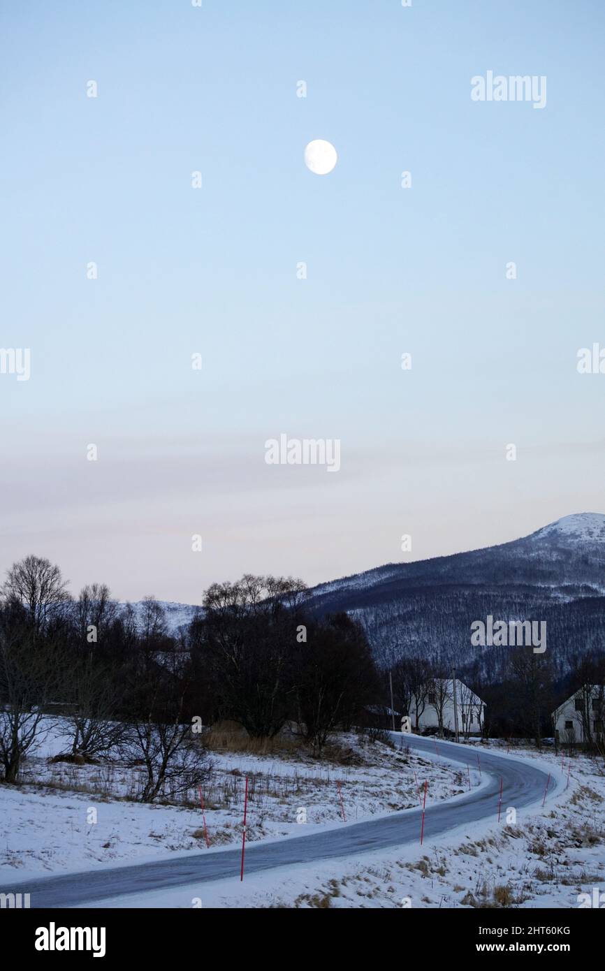 Stunning view of snowy mountains in Tromso, Norway Stock Photo - Alamy