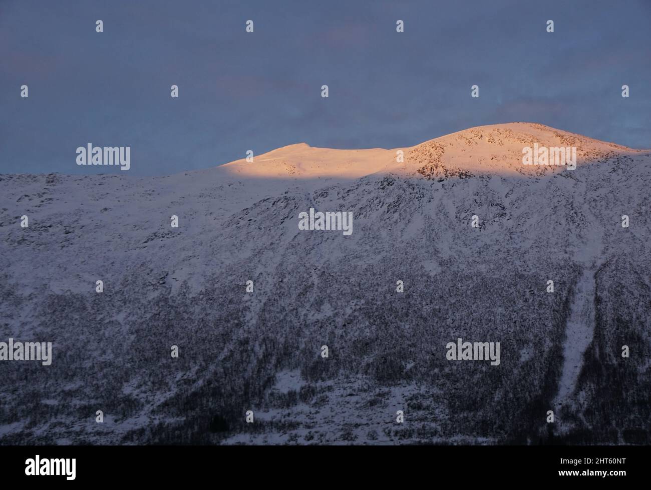 Stunning view of snowy mountains in Tromso, Norway Stock Photo - Alamy