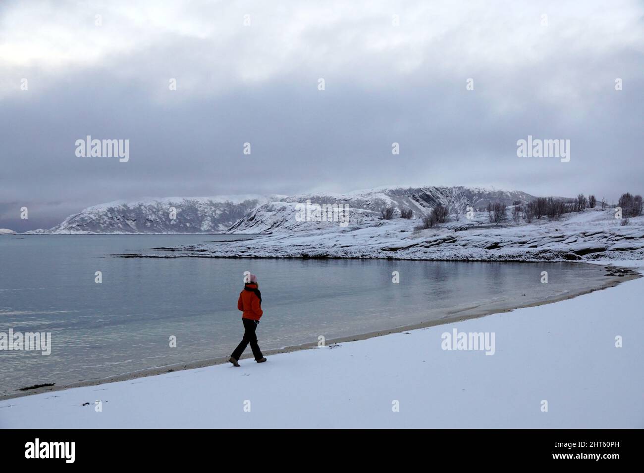 Stunning view of snowy mountains in Tromso, Norway Stock Photo - Alamy
