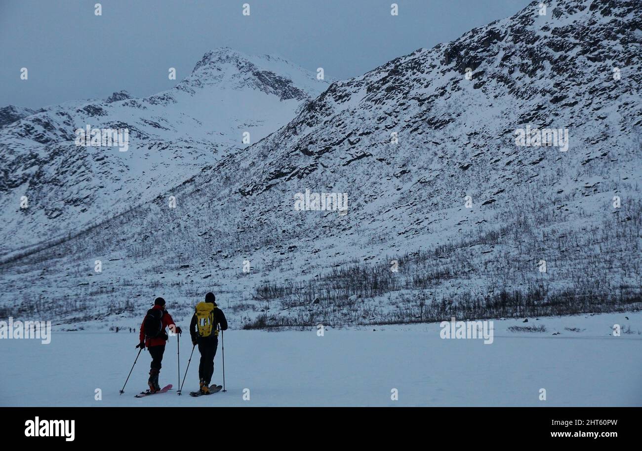 Stunning view of snowy mountains in Tromso, Norway Stock Photo - Alamy