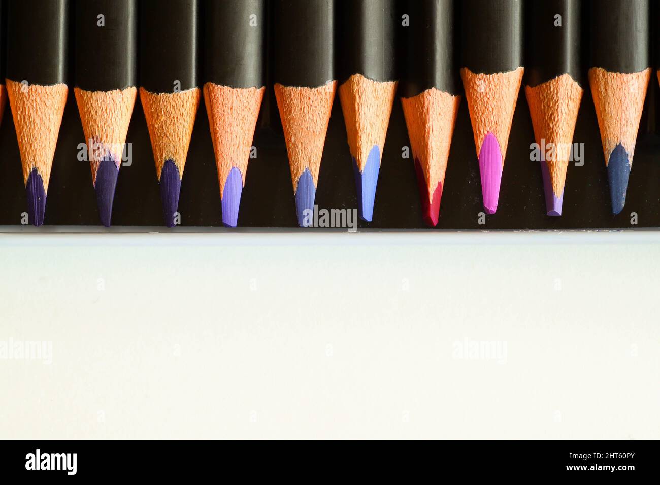 Top view of colorful crayons on black and white background Stock Photo ...