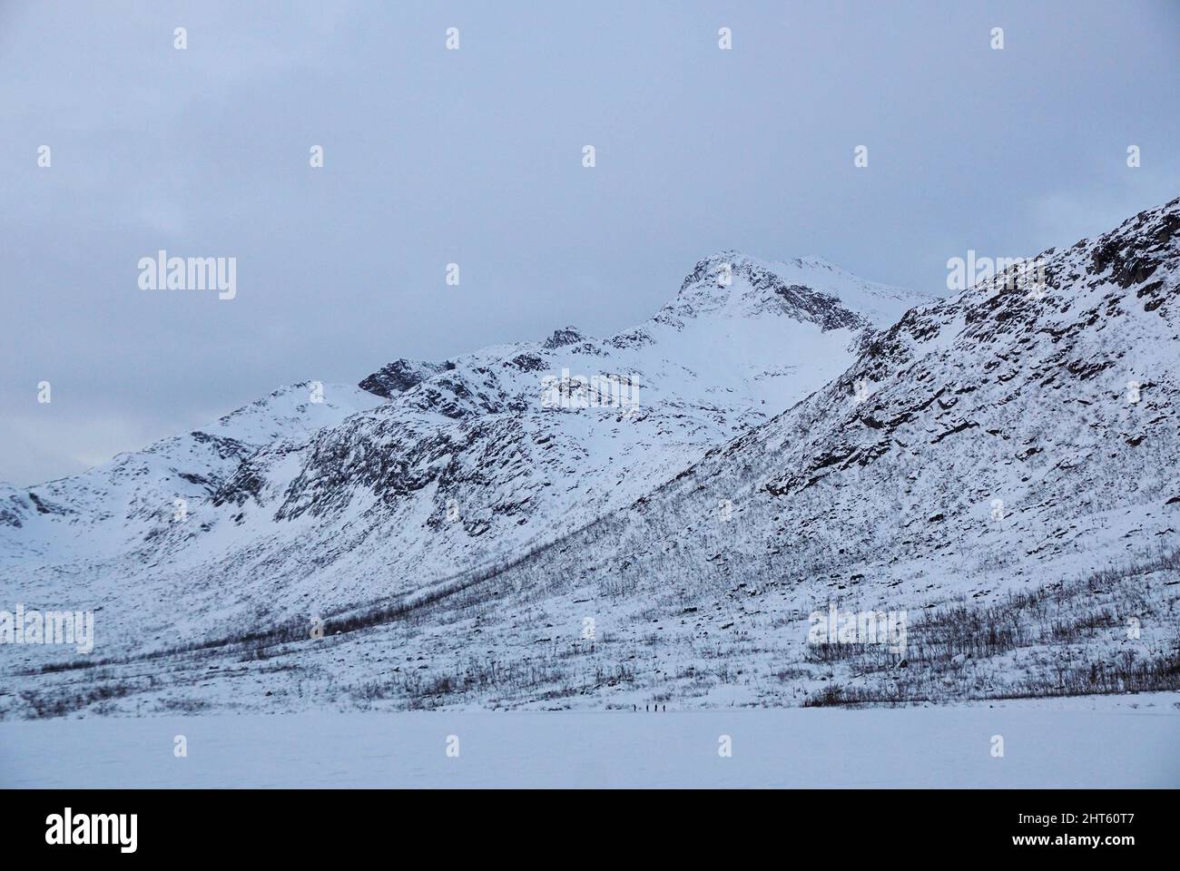 Stunning view of snowy mountains in Tromso, Norway Stock Photo - Alamy