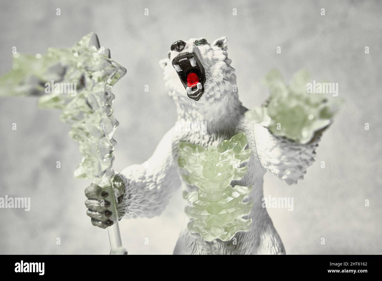 Closeup of a Blizzard Bear figure from Schleich Eldrador Creatures on a ...