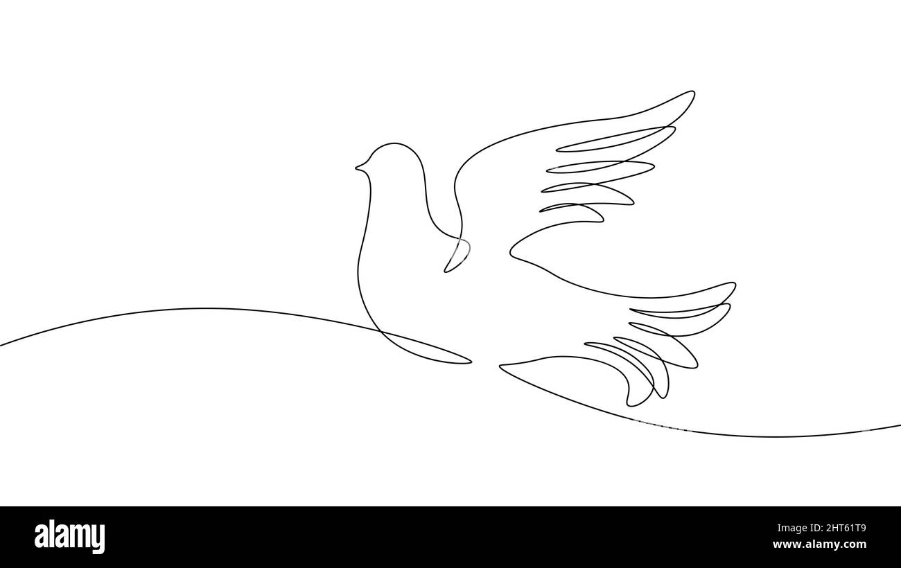 Continuous line art dove of peace. World Day pigeon hope emblem poster ...