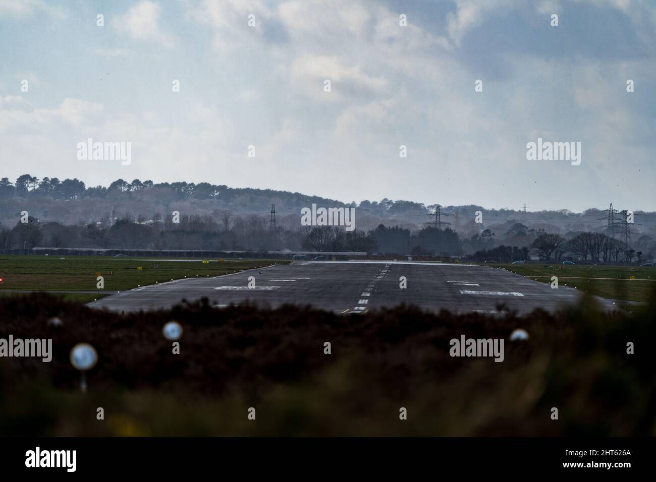 Bournemouth Airport Runway With Landing Lights In Foreground Stock ...