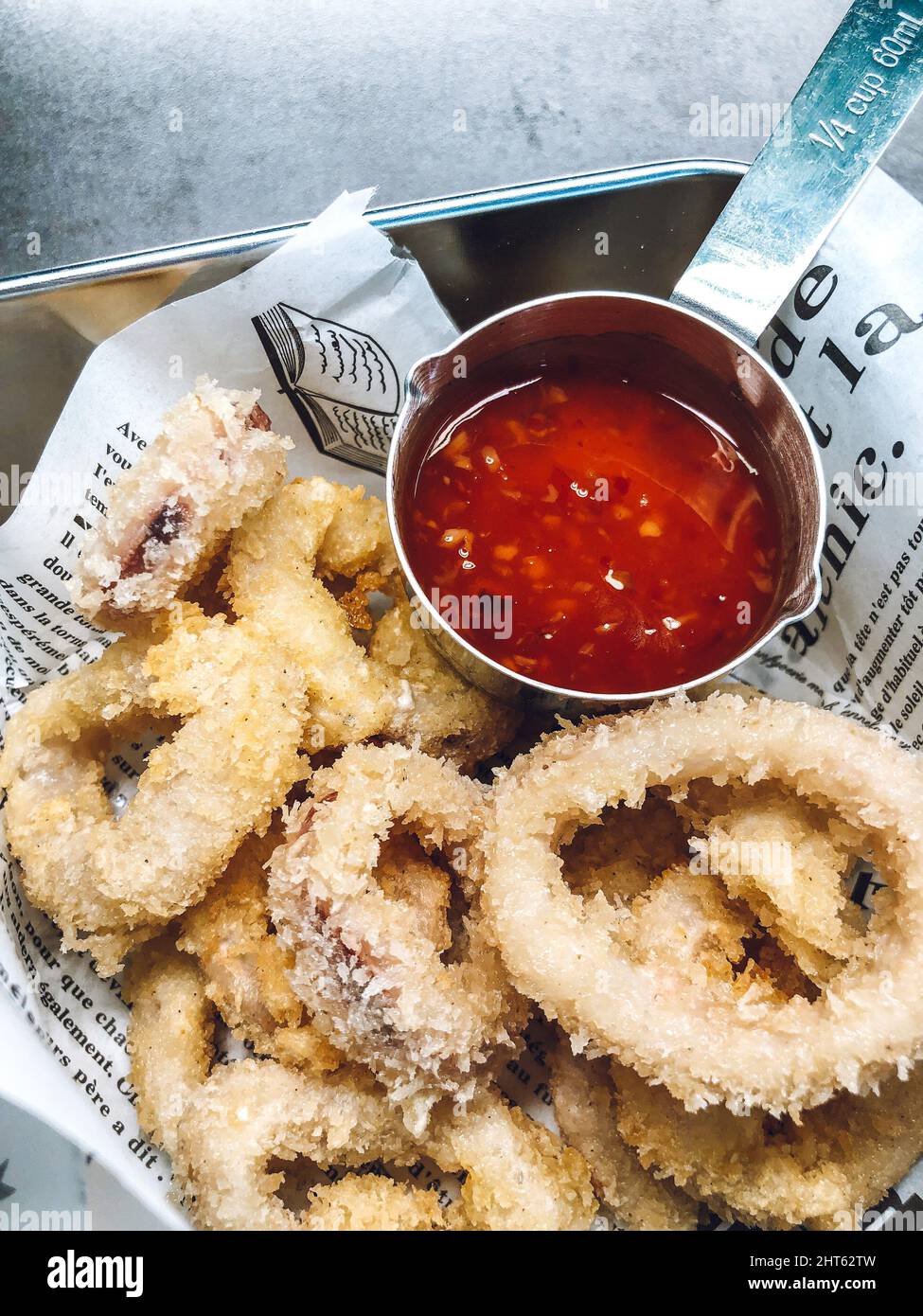 Closeup of Crispy fried Squid rings in Beijing Stock Photo - Alamy