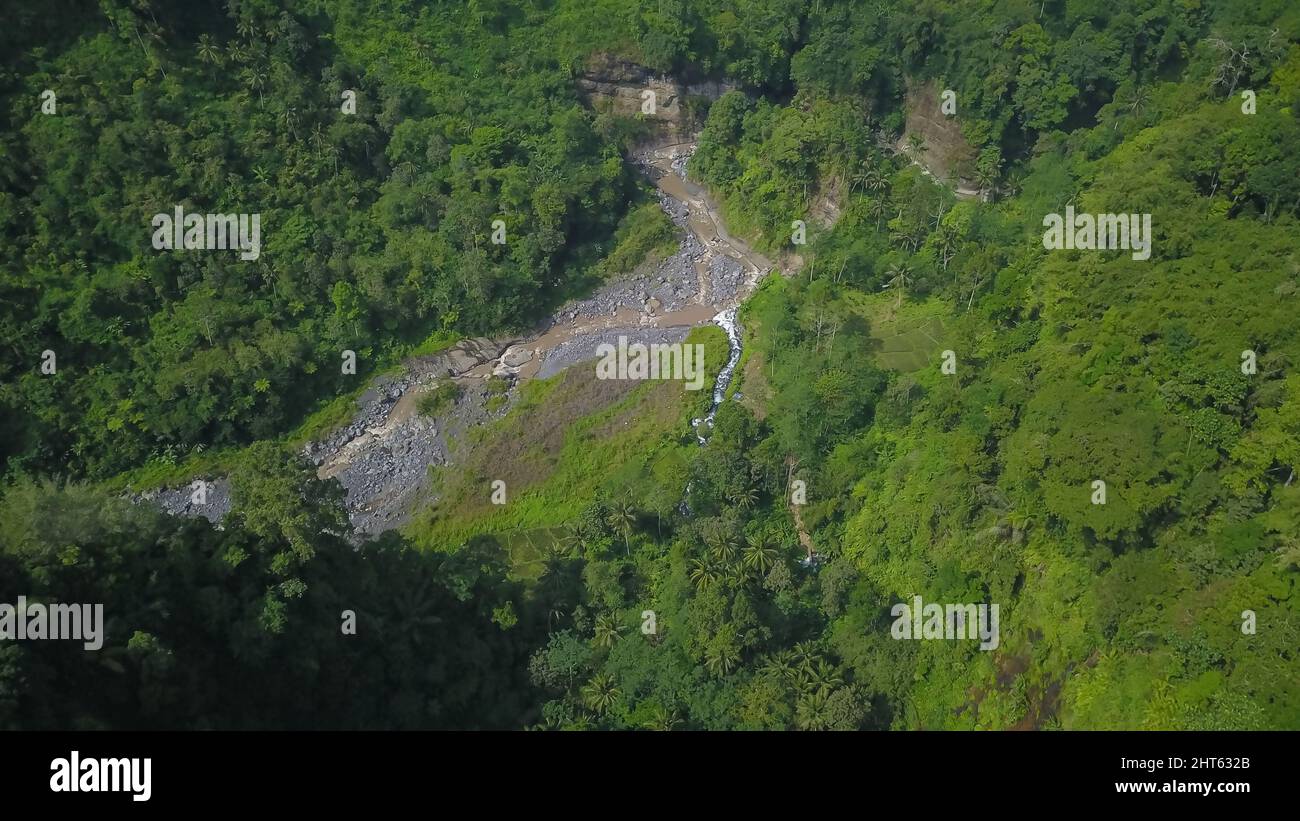Multicolor landscape with confluence of two rivers. Beautiful vivid ...