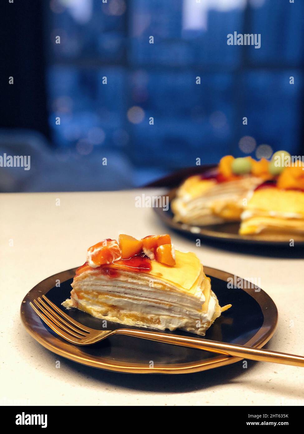 Closeup of a Mille crepe cake in Beijing Stock Photo - Alamy