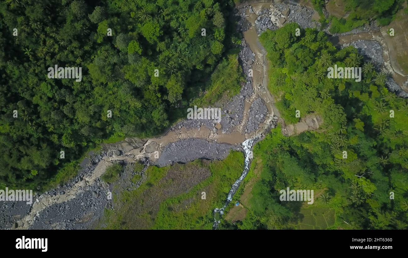 Multicolor landscape with confluence of two rivers. Beautiful vivid ...