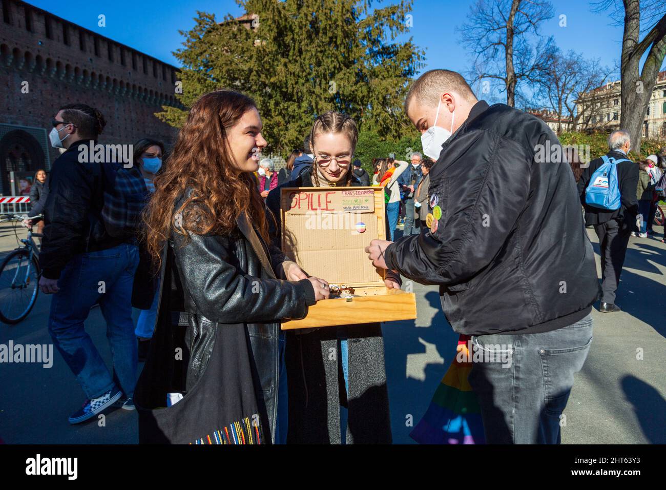 Milan, Lombardy, Italy - February 26 2022: Protest Manifestation ...