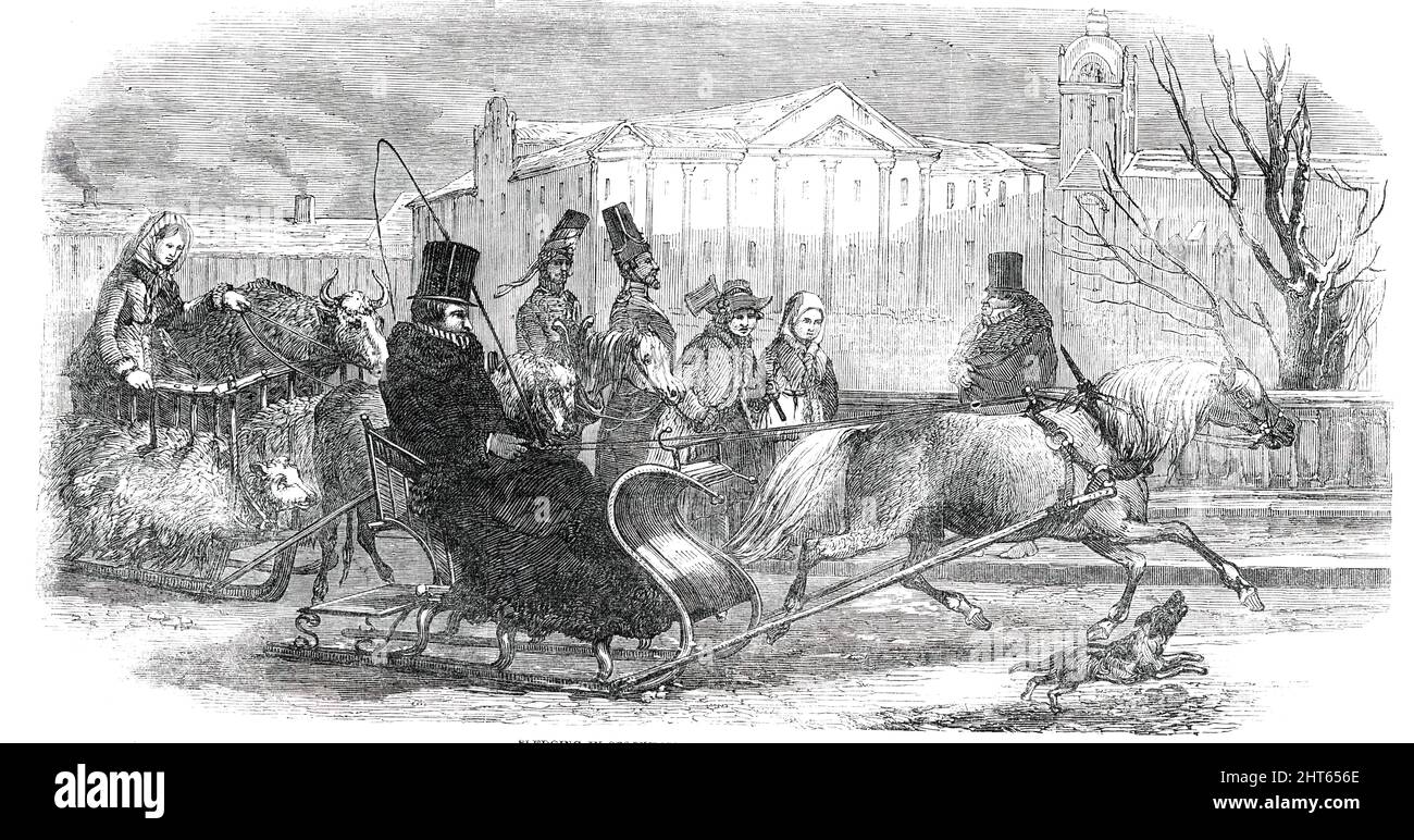 Sledging in Stockholm, [Sweden] - from an original drawing, 1850 ...