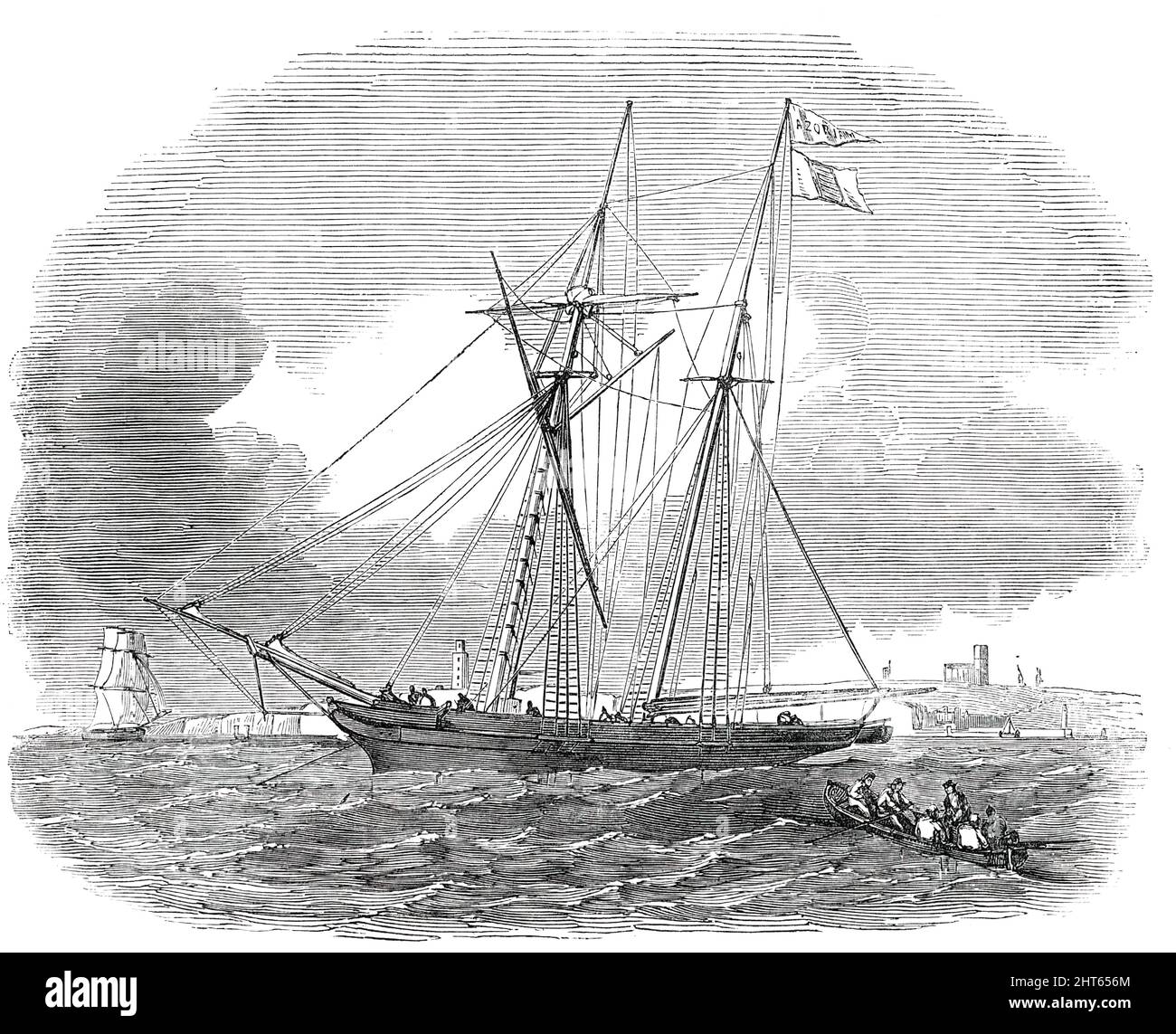 The "Azorian", Orange Schooner, 1850. Sailing ship which '...measures ...