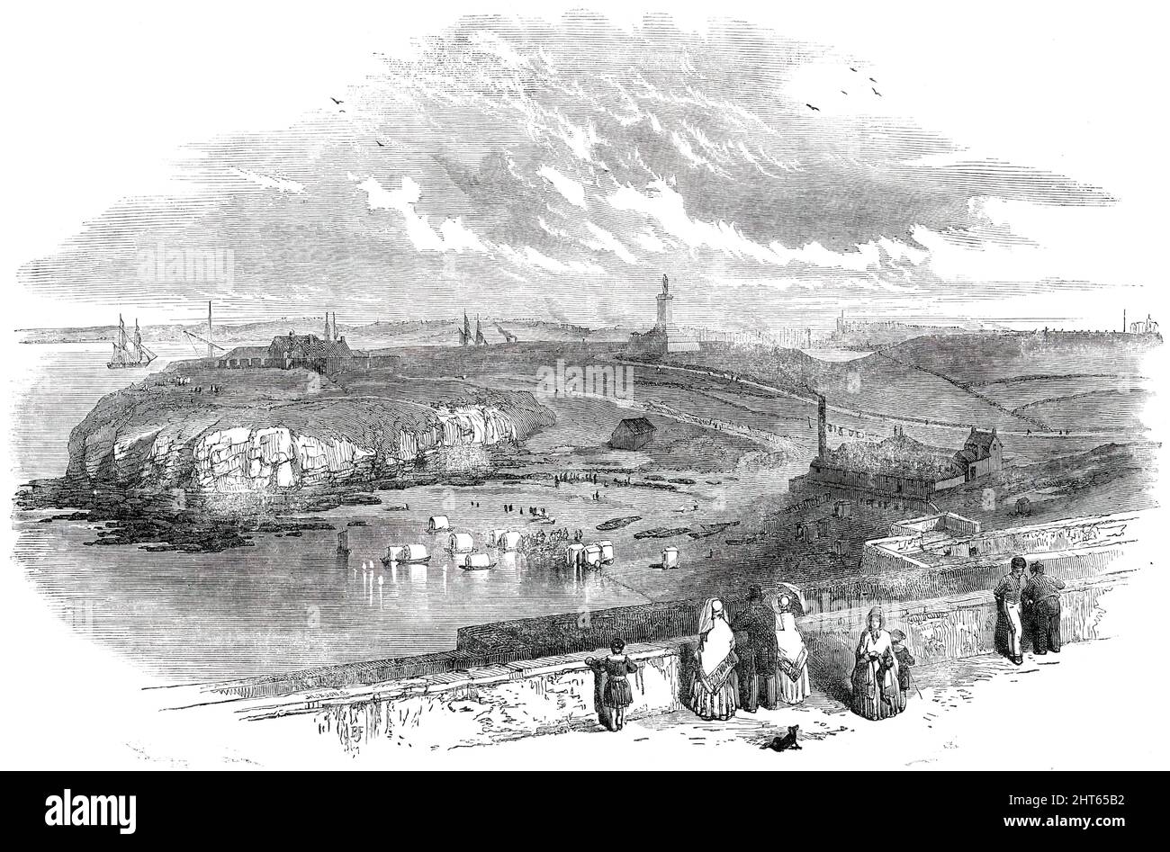 Tynemouth, Northumberland - the Harbour, from the Priory, 1850. 'View ...