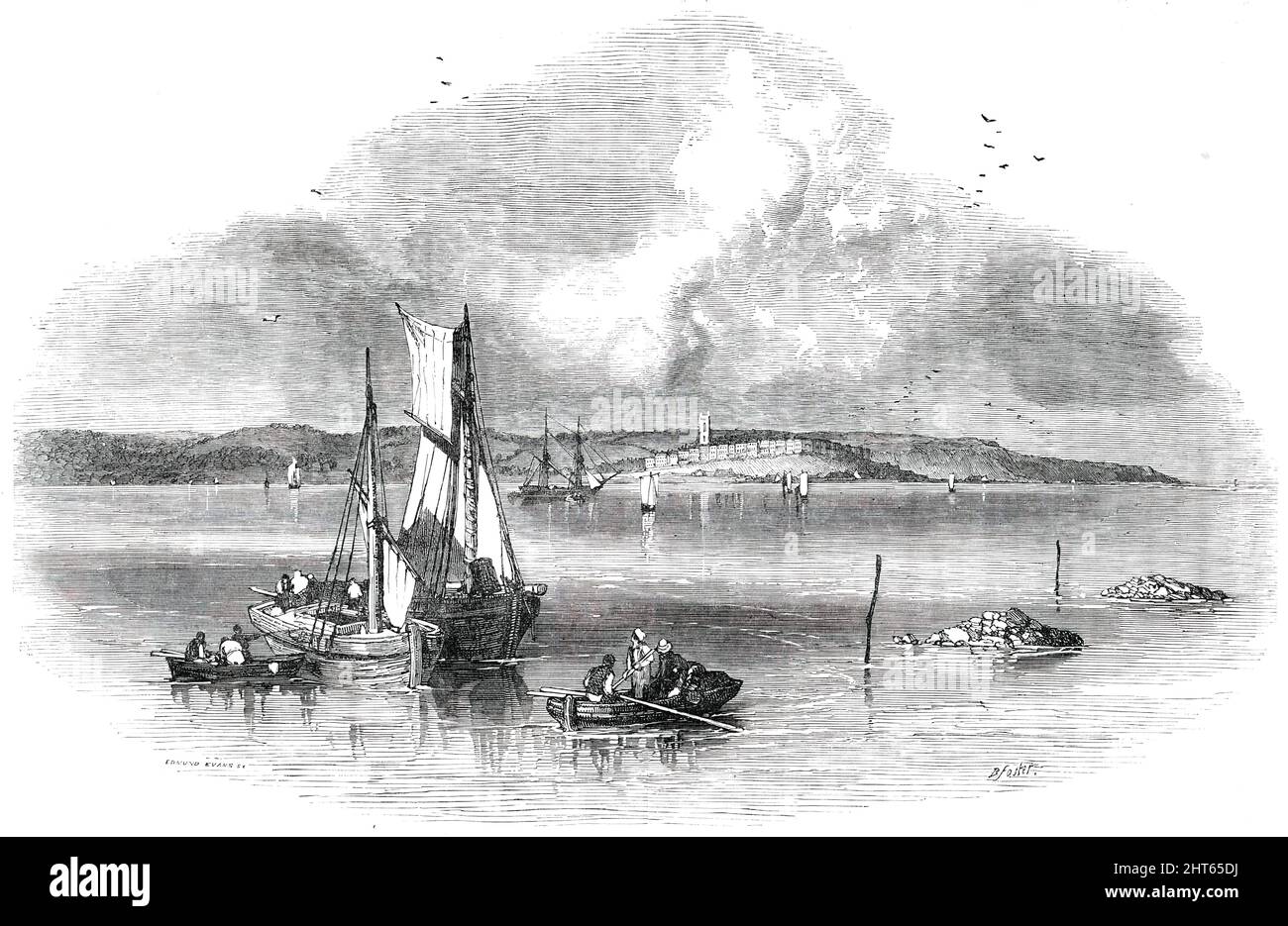 Watering-Places of Devon - Exmouth, from Starcross, 1850. 'Exmouth...is ...