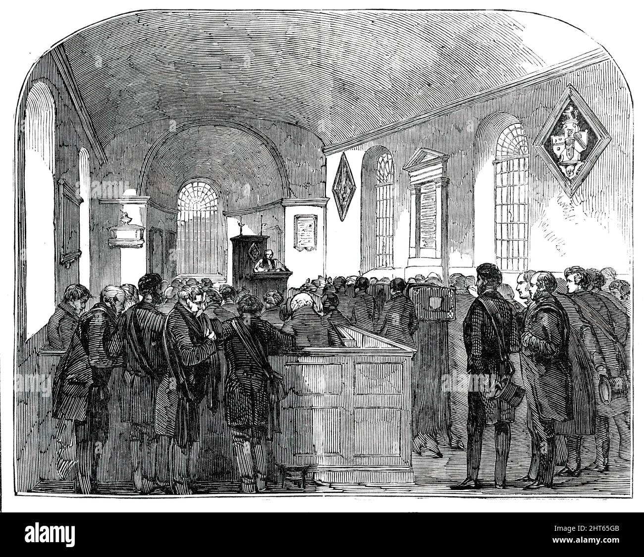 Interior of Drayton Bassett Church, (funeral of Sir Robert Peel), 1850 ...
