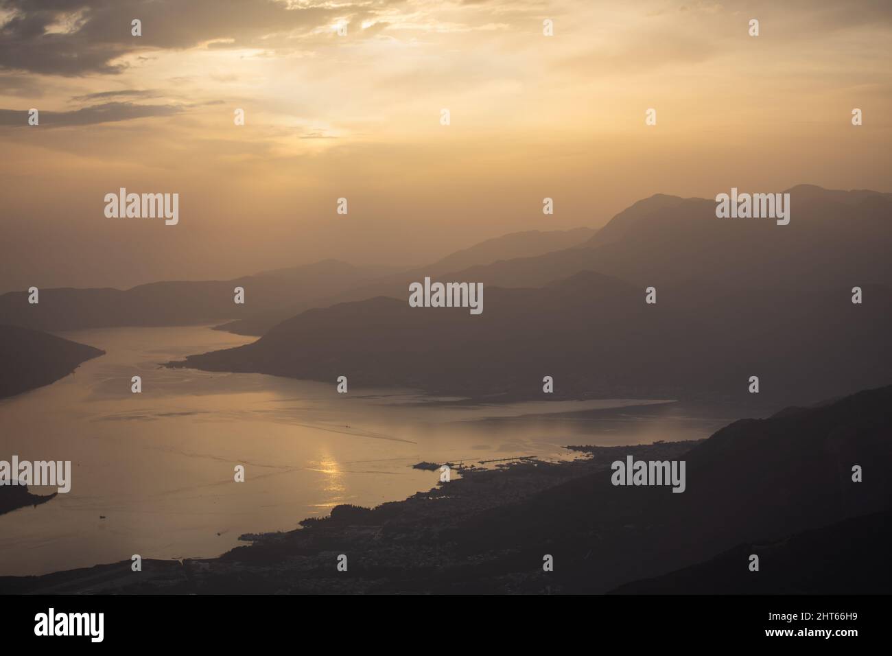 A dramatic sunset across Kotor Bay, Montenegro Stock Photo - Alamy
