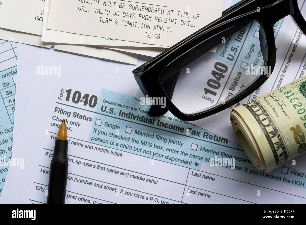Tax forms 1040. U.S Individual Income Tax Return with other ...