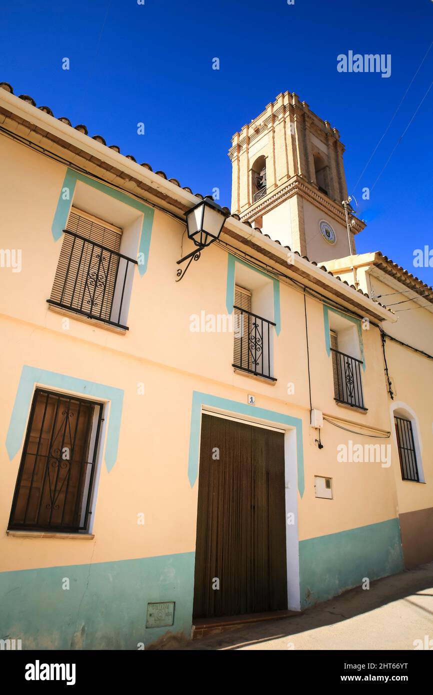 Bolulla, Alicante, Spain- February 6, 2022: Facades of Bolulla village ...