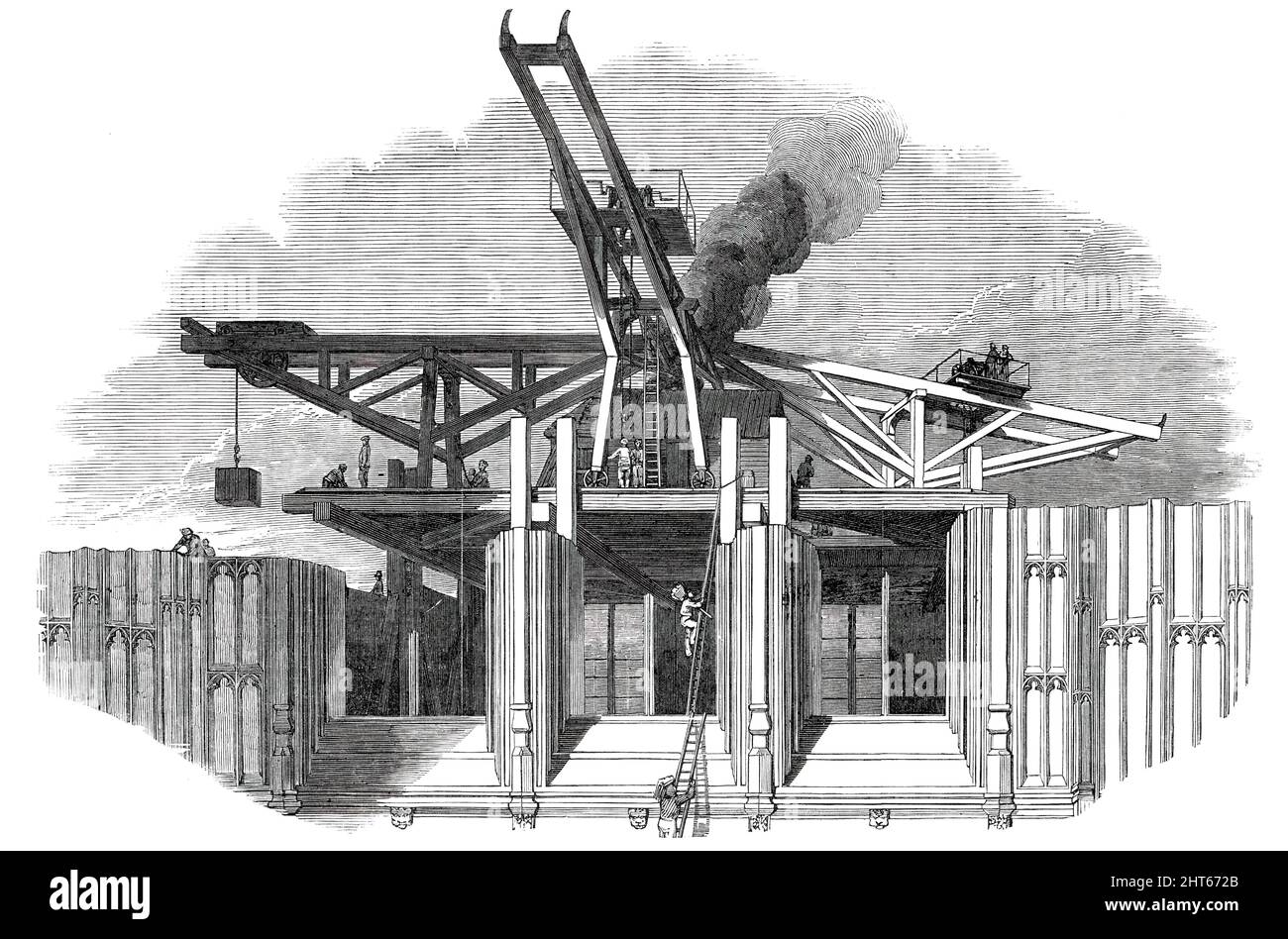 Part of the Victoria Tower - the Hoisting-Scaffold, 1850. '...there are ...