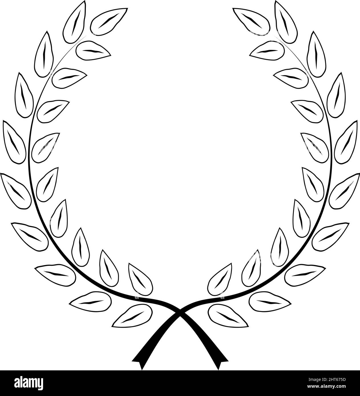 Laurel honor wreath vector in black on white isolated background. In ...