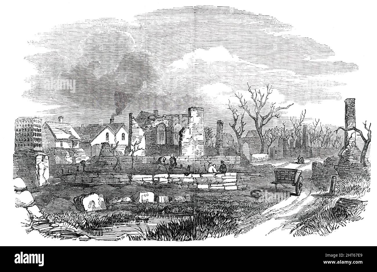 Ruins of the Recent Fire at Ashwell, [Hertfordshire], 1850. 'It having ...