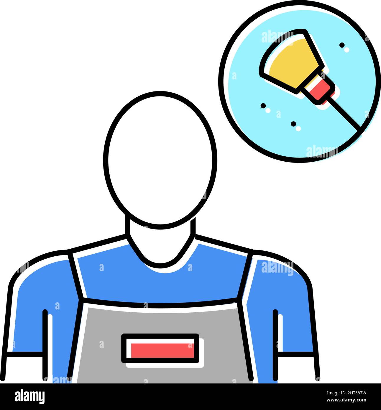cleaning service worker color icon vector illustration Stock Vector ...