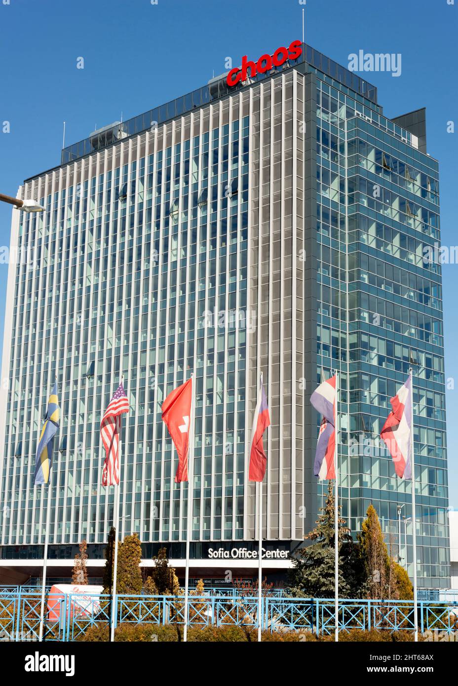 Chaos logo and sign on the Sofia Office Center business building in Sofia, Bulgaria Stock Photo ...