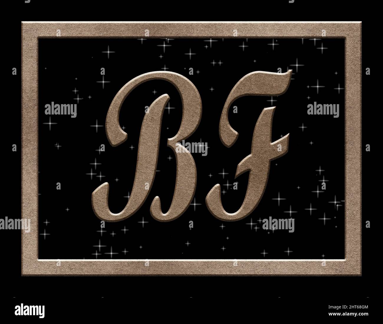 Signature with the two capital letters BF , crystal Stock Photo - Alamy