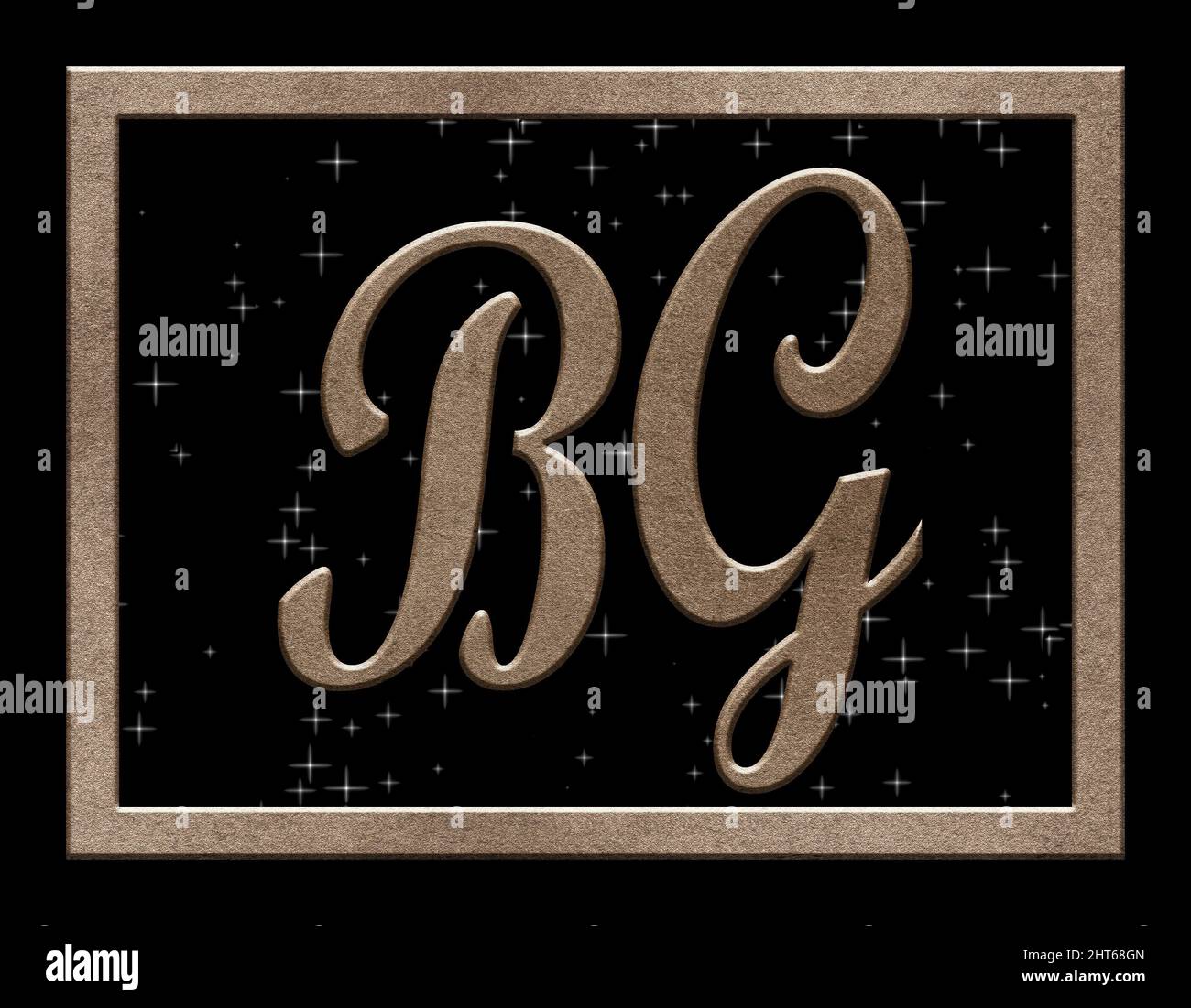 Signature with the two capital letters BG , crystal Stock Photo - Alamy