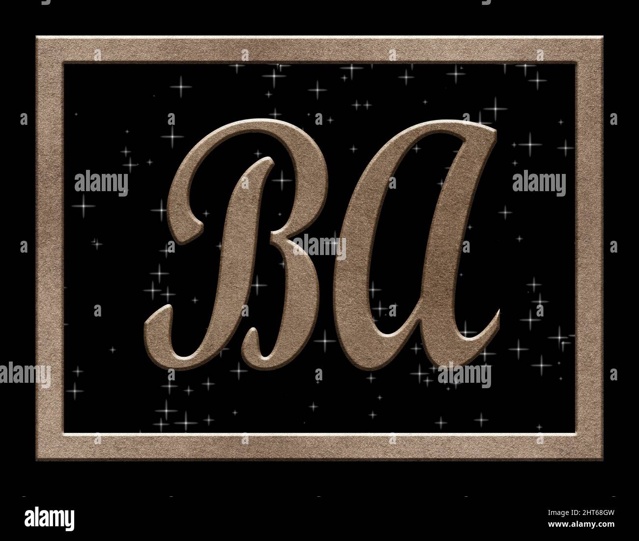 Signature with the two capital letters BA , crystal Stock Photo - Alamy