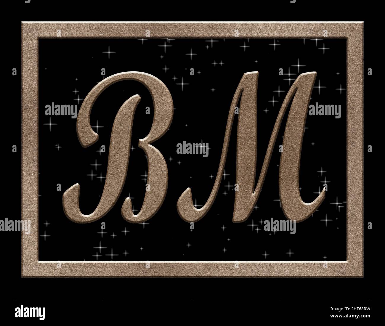 Signature with the two capital letters BM , crystal Stock Photo - Alamy