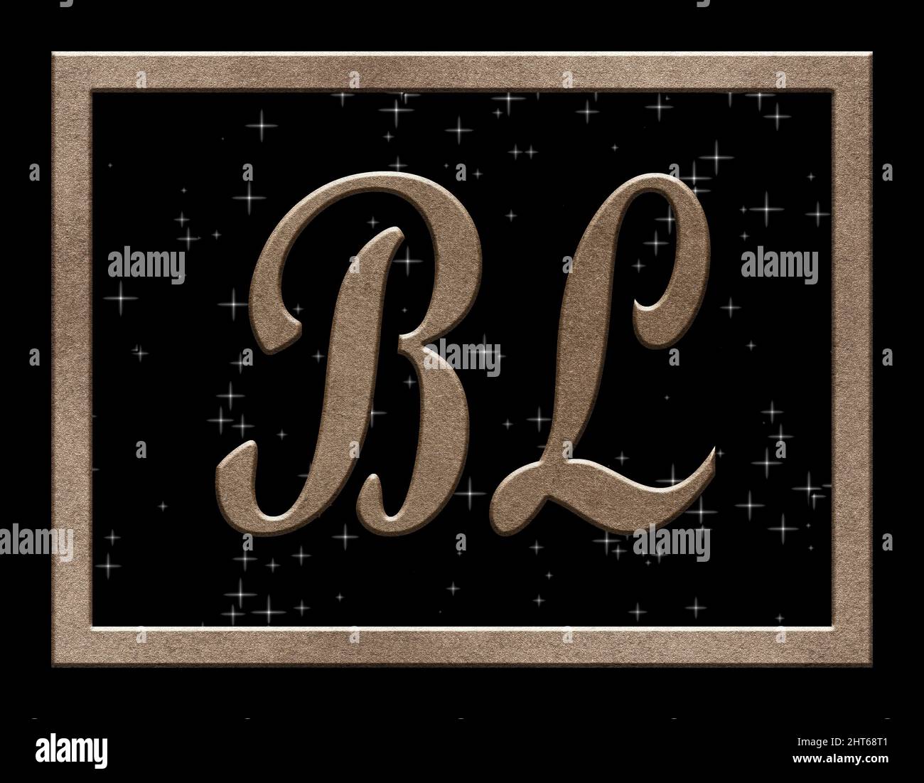 Signature with the two capital letters BL , crystal Stock Photo - Alamy