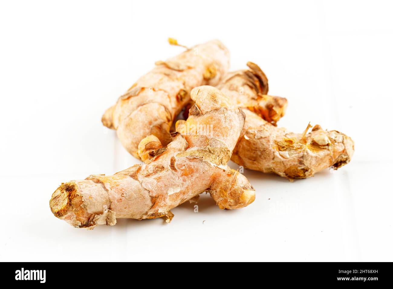 Close up Turmeric, Curcuma longa Linn, rhizome isolated on white ...