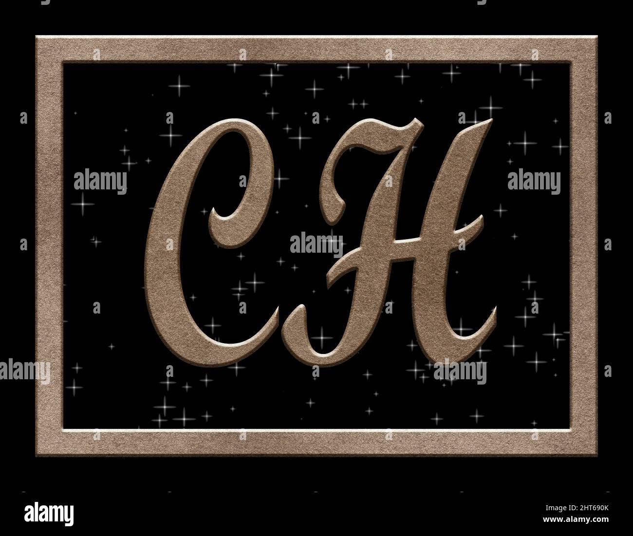 Signature with the two capital letters CH , crystal Stock Photo - Alamy