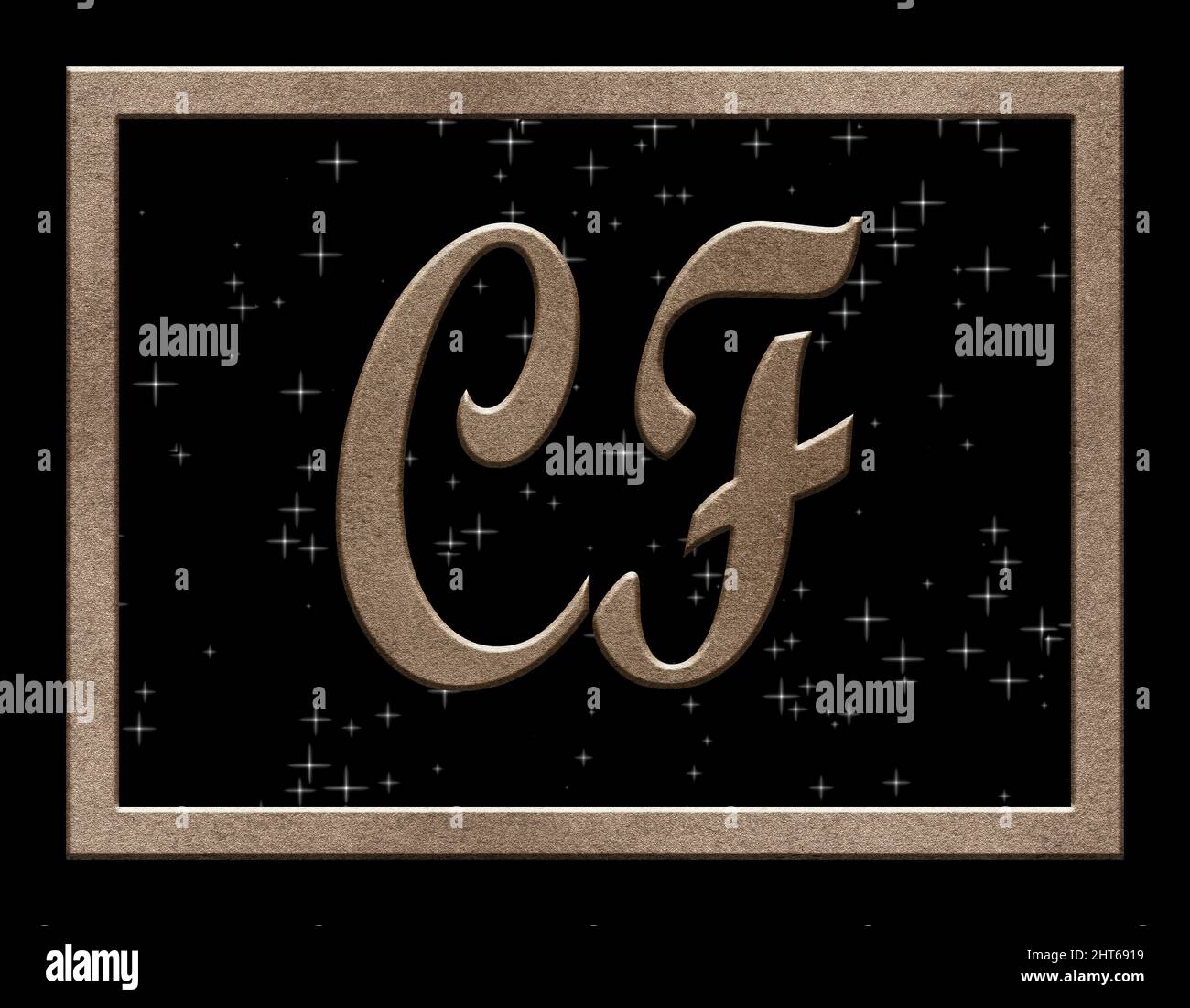 Signature with the two capital letters CF , crystal Stock Photo - Alamy