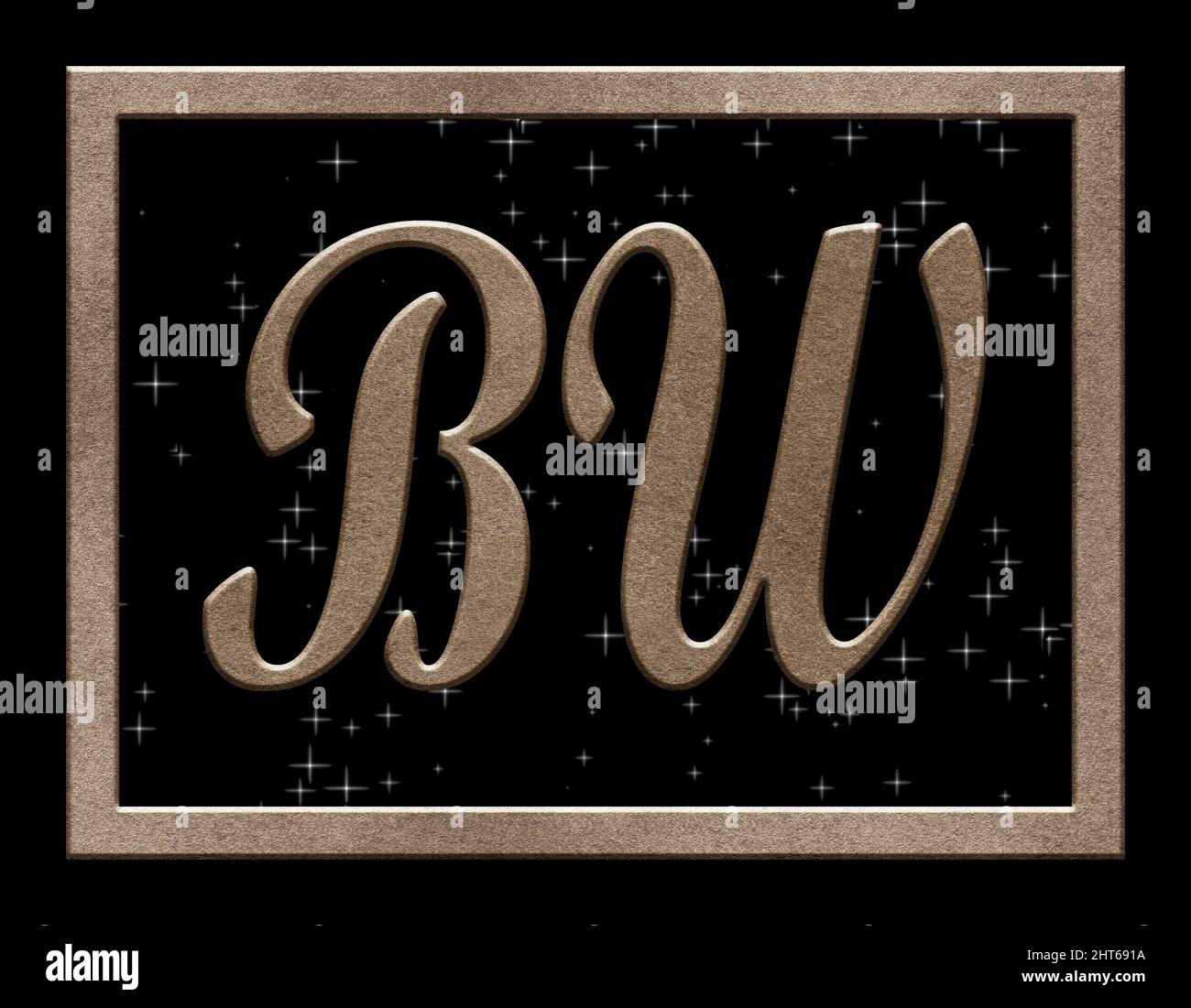 Signature with the two capital letters BW , crystal Stock Photo - Alamy