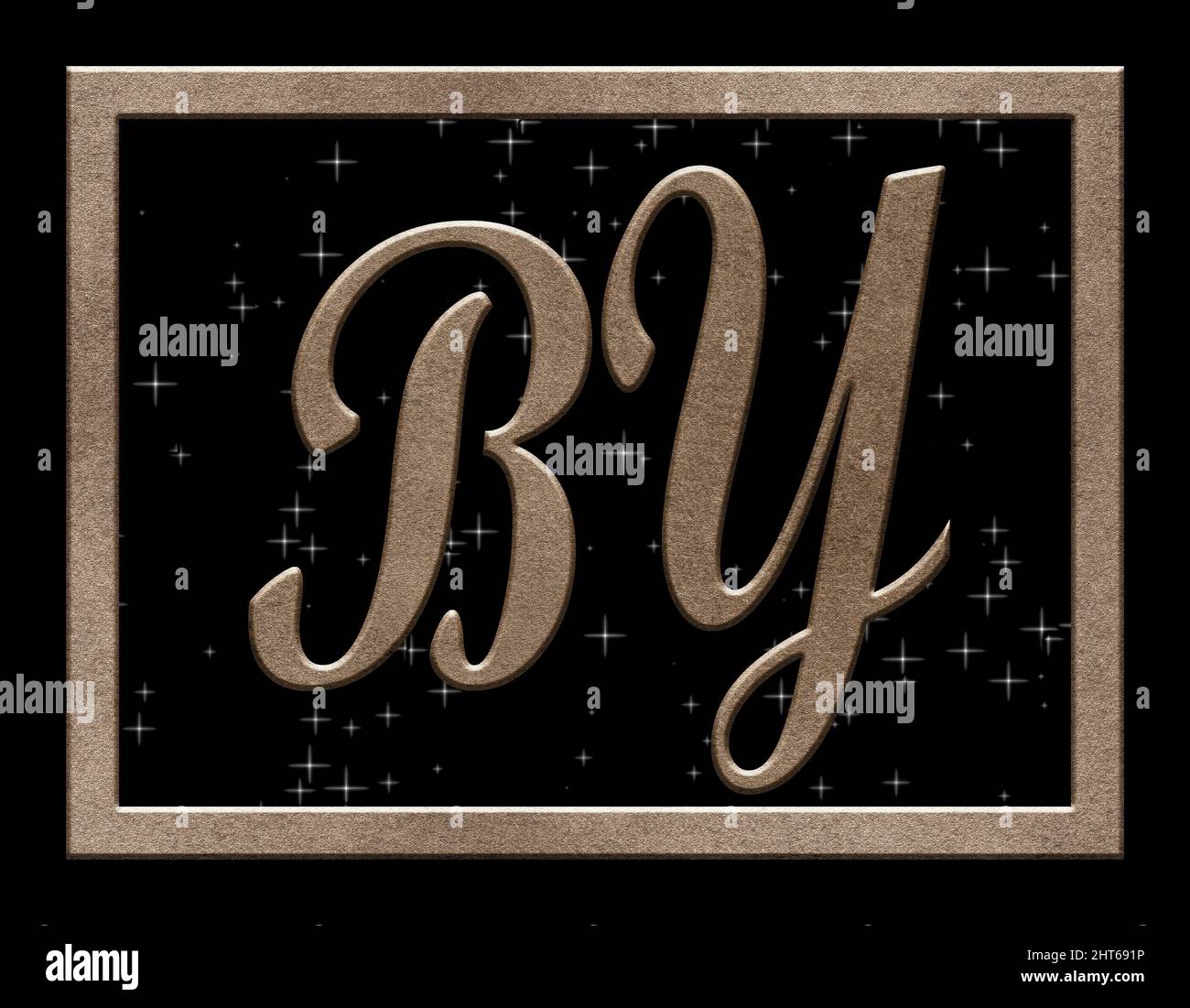 Signature with the two capital letters BY , crystal Stock Photo - Alamy