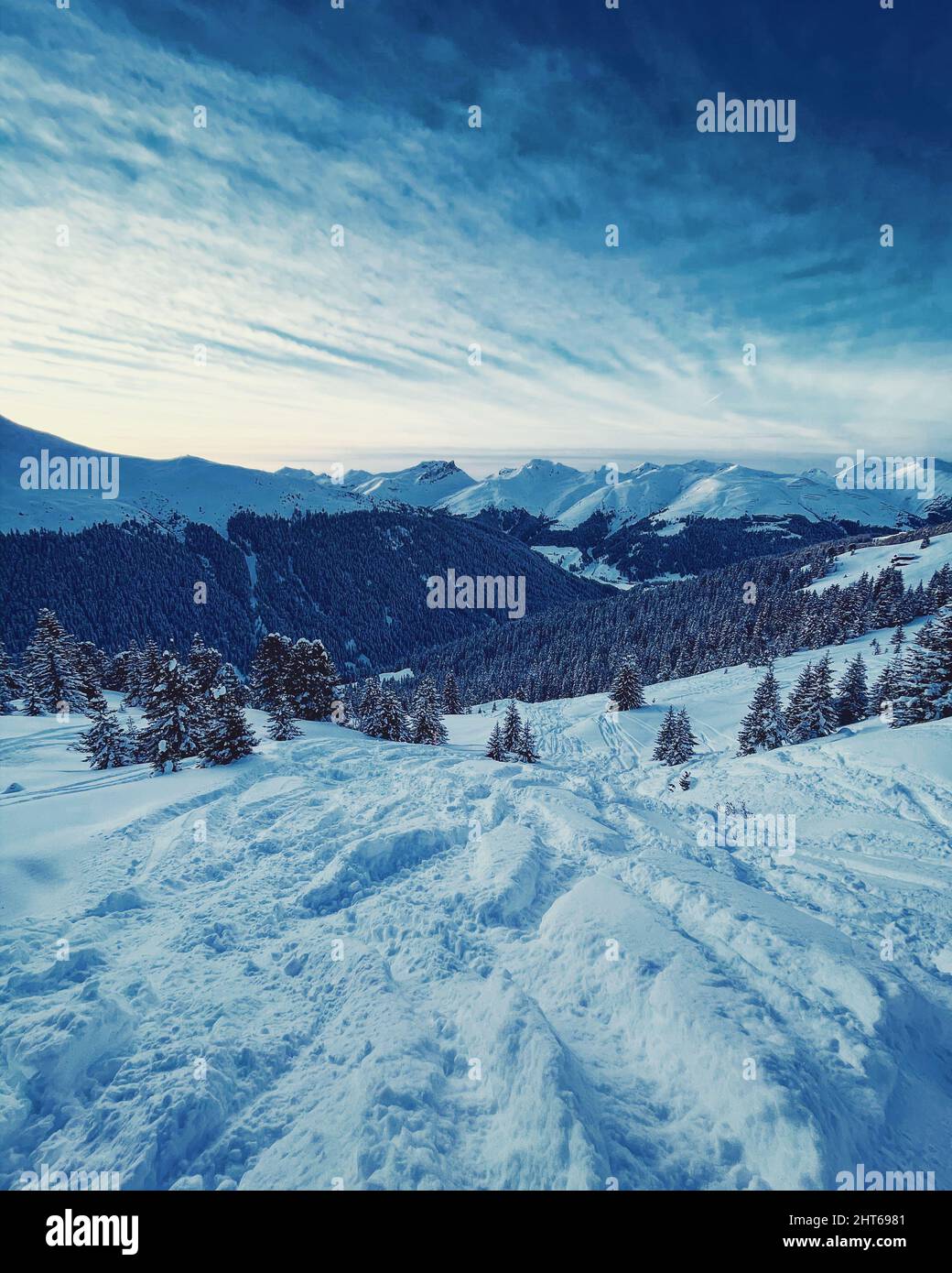 Beautiful view of snowy mountains in Switzerland Stock Photo - Alamy