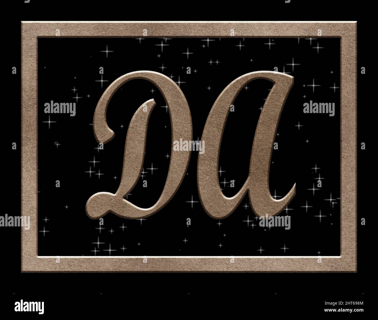 Signature with the two capital letters DA , crystal Stock Photo - Alamy