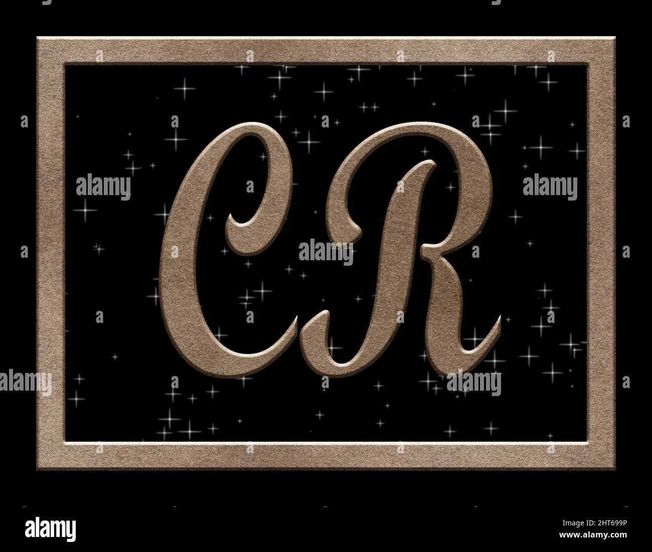 Signature with the two capital letters CR , crystal Stock Photo - Alamy