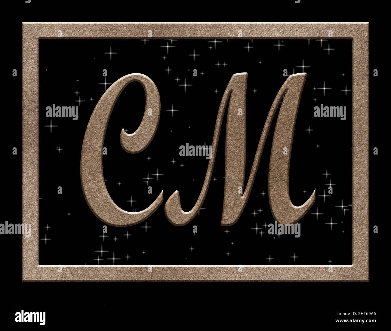 Signature with the two capital letters CM , crystal Stock Photo - Alamy