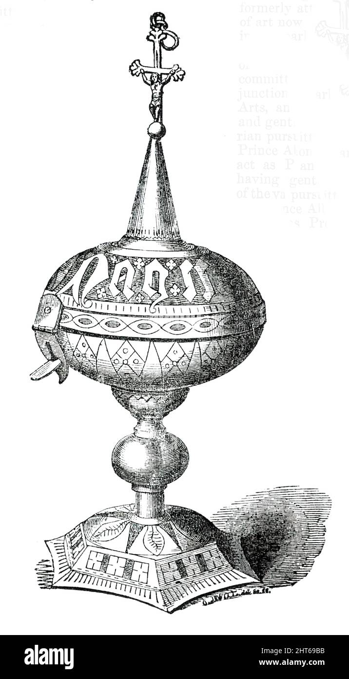 Metal Pyx, 1850. Item from an 'Exhibition of Ancient and Mediaeval Art ...