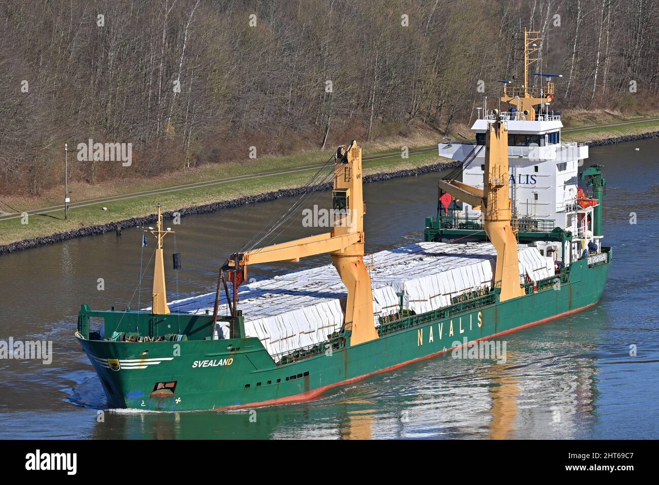 General Cargo Ship SVEALAND passing the Kiel Canal Stock Photo - Alamy