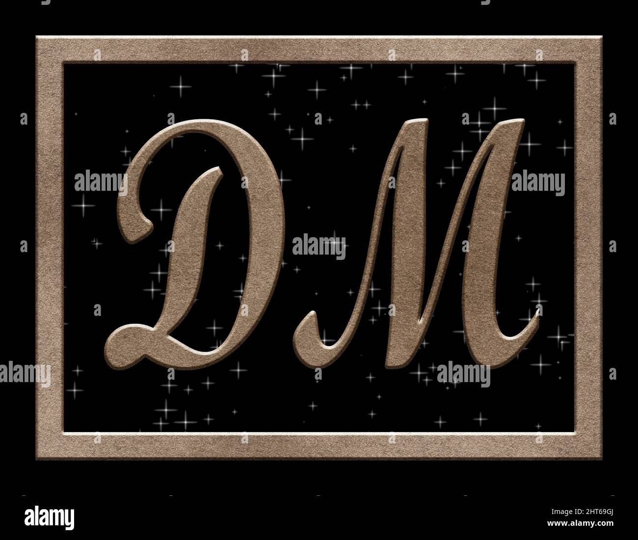 Signature with the two capital letters DM , crystal Stock Photo - Alamy