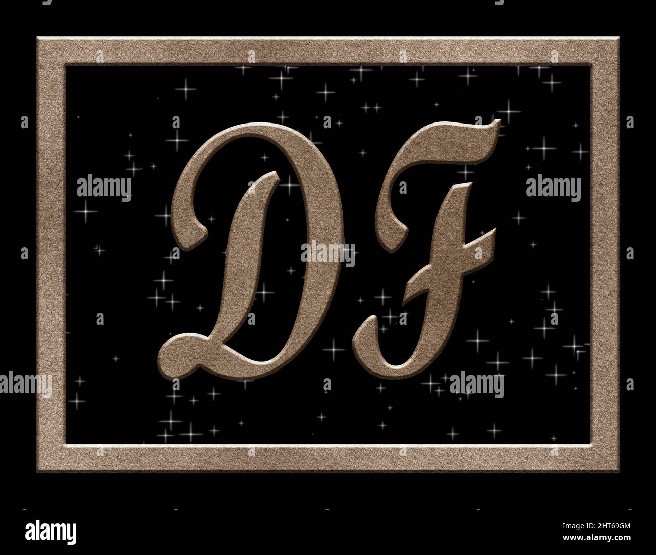 Signature with the two capital letters DF , crystal Stock Photo - Alamy