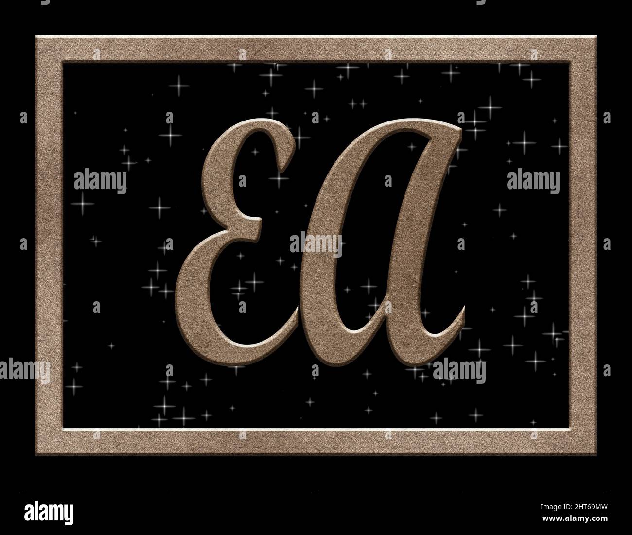 Signature with the two capital letters EA , crystal Stock Photo - Alamy